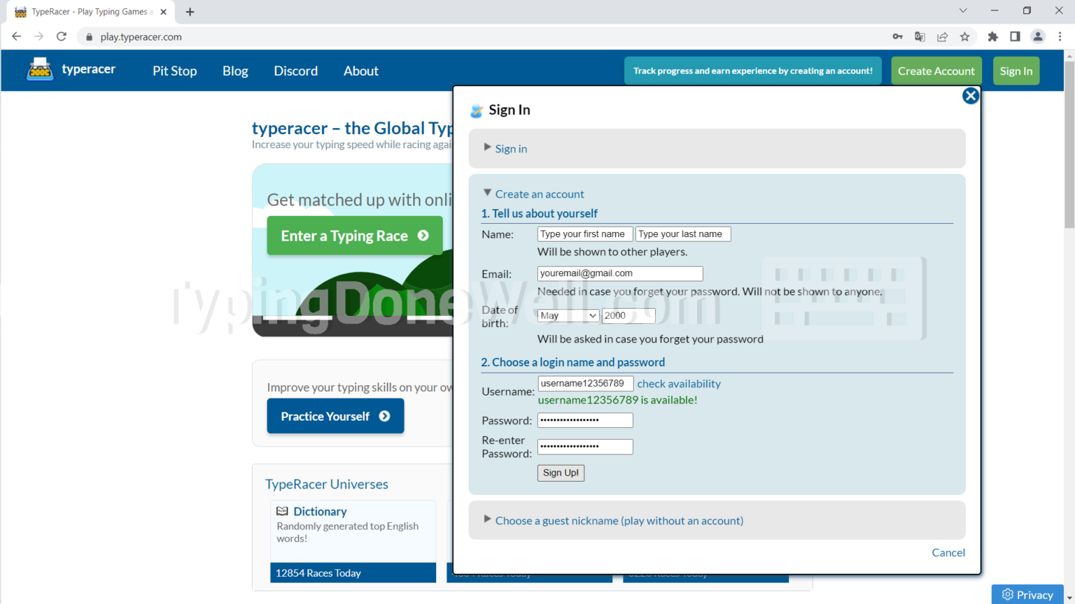 How to use TypeRacer? (with photos + extra database access ...